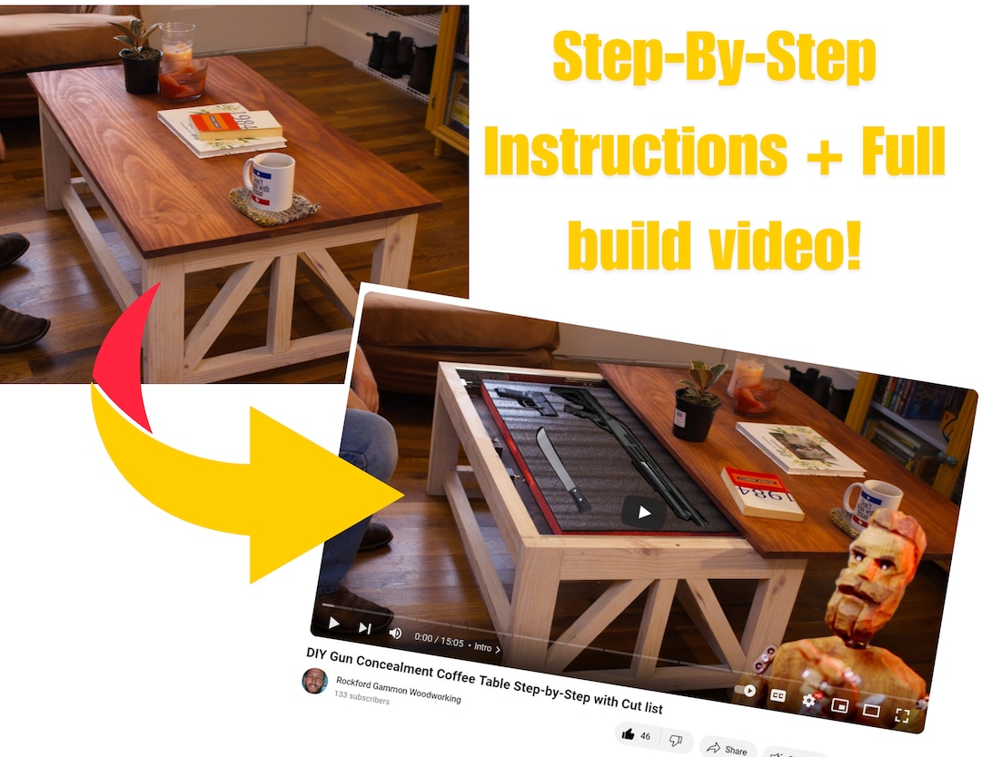 Gun Concealment Coffee Table DIY Plans, Hidden in Plain Sight - Etsy