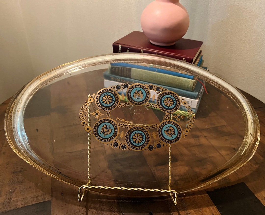 George Briard Pyrex Large Casserole Dish Butterfly Gold Turquoise Rare ...