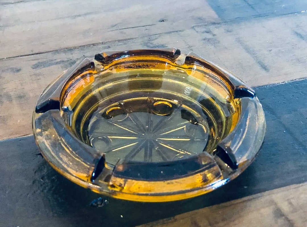 Vintage Retro 1960s Amber Glass Ashtray 3.5” Mcm - Etsy