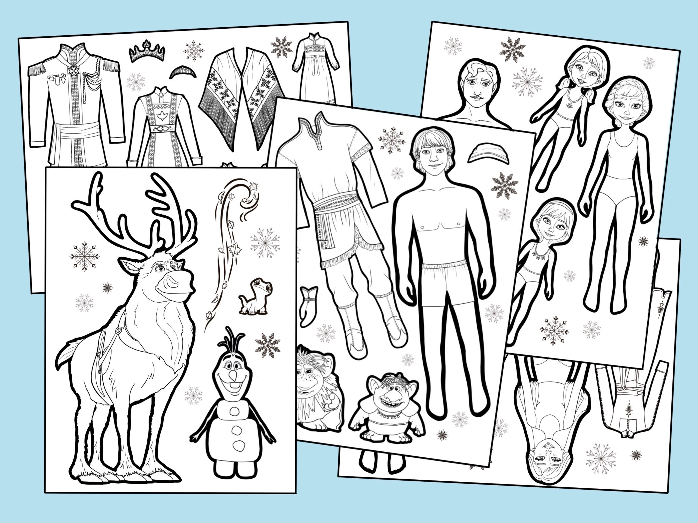 Coloring Printable Elsa And Anna Paper Dolls