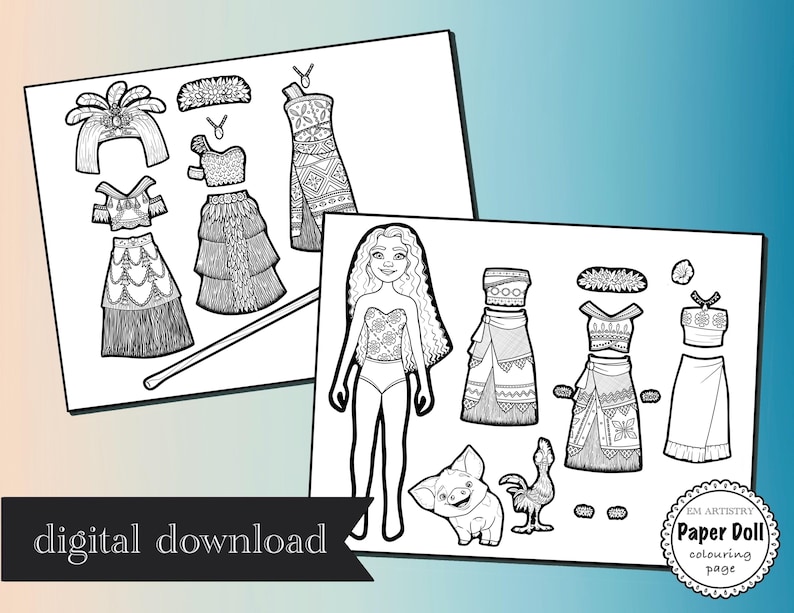 Moana Paper Doll - Paper Doll Printable - Colouring Pages - Disney ...