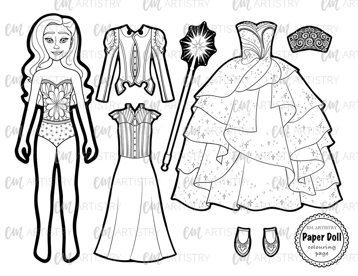 Wicked Paper Dolls -glinda -elphaba -paper Dolls Printable - Colouring ...