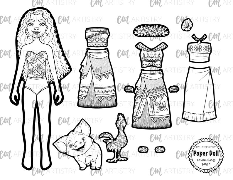 Moana Paper Doll - Paper Doll Printable - Colouring Pages - Disney ...