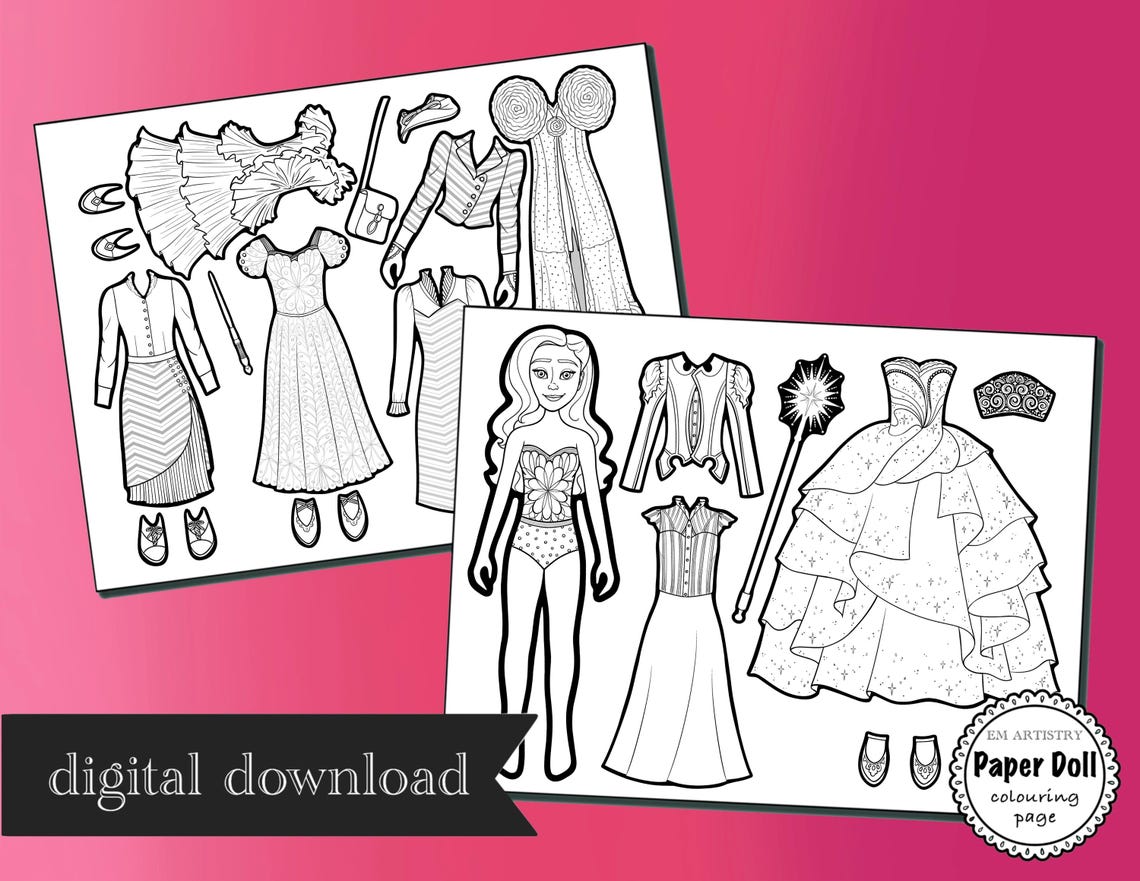 Wicked Paper Dolls -glinda -elphaba -paper Dolls Printable - Colouring ...