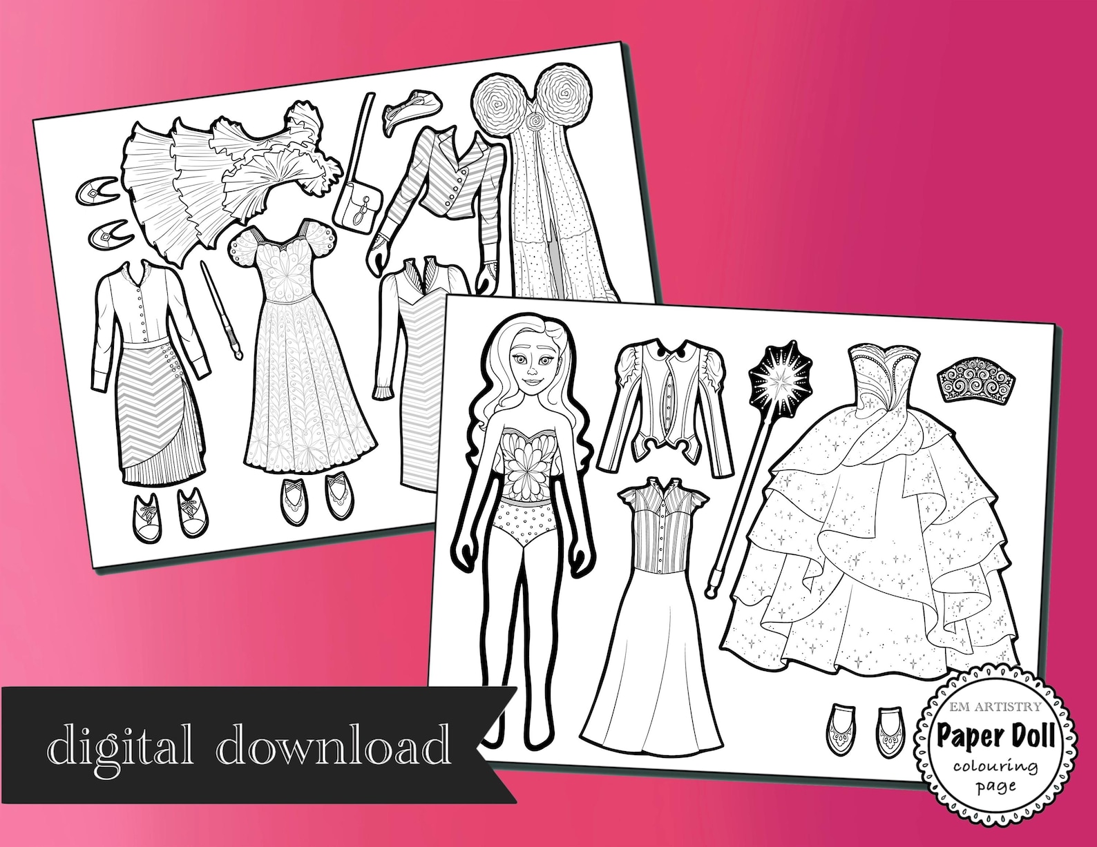 Wicked Paper Dolls -glinda -elphaba -paper Dolls Printable - Colouring ...