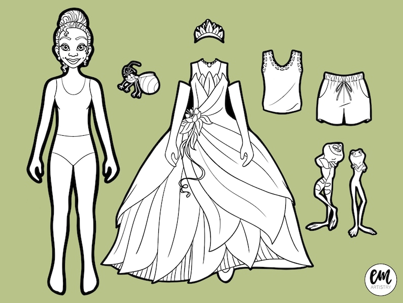 Princess Tiana Paper Doll - Etsy