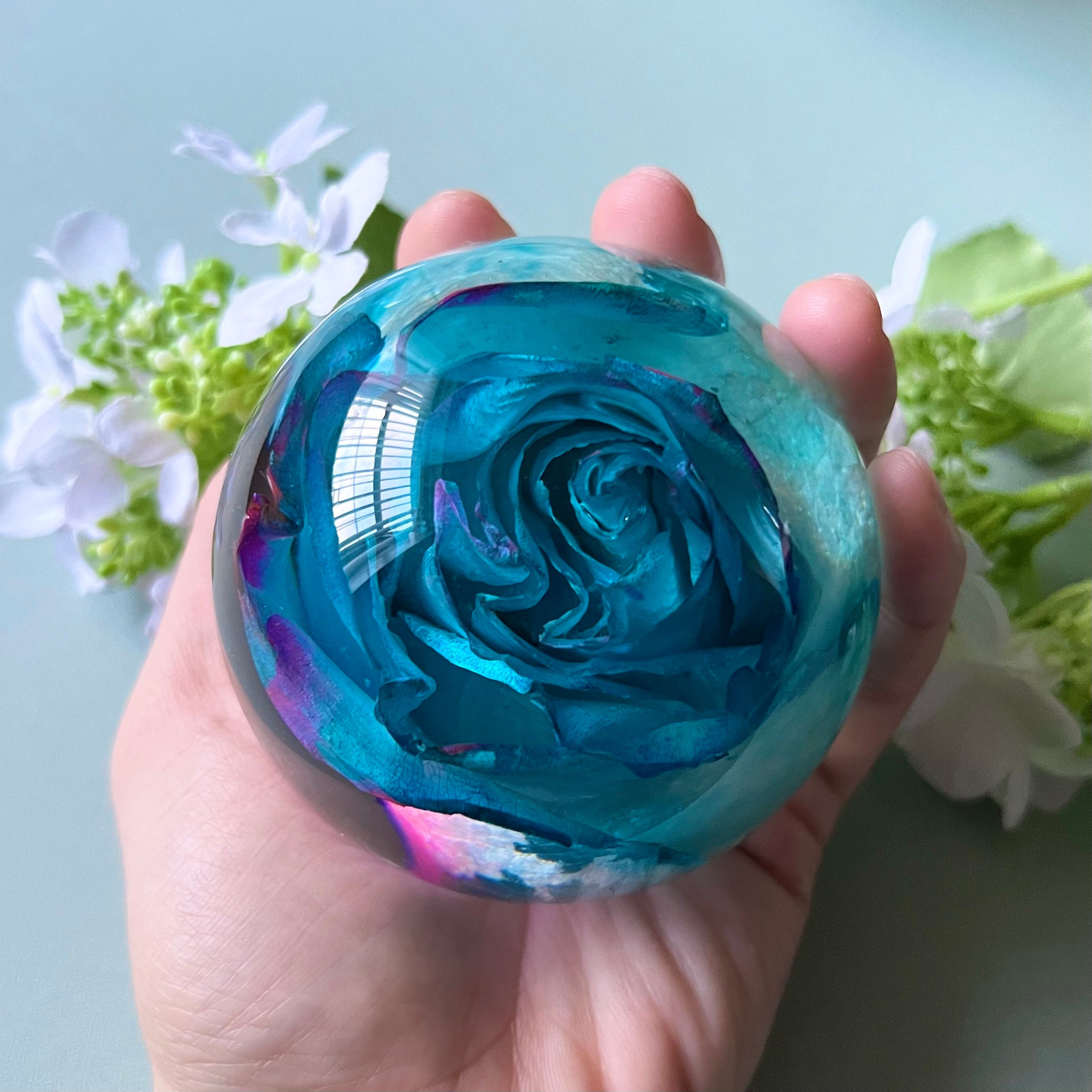 Aqua Blue Forever Rose Real Rose Preserved in Resin Anniversary Gift ...