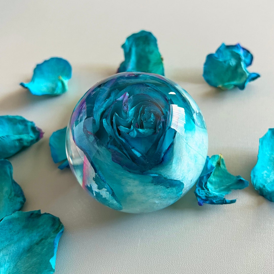Aqua Blue Forever Rose Real Rose Preserved in Resin Anniversary Gift ...