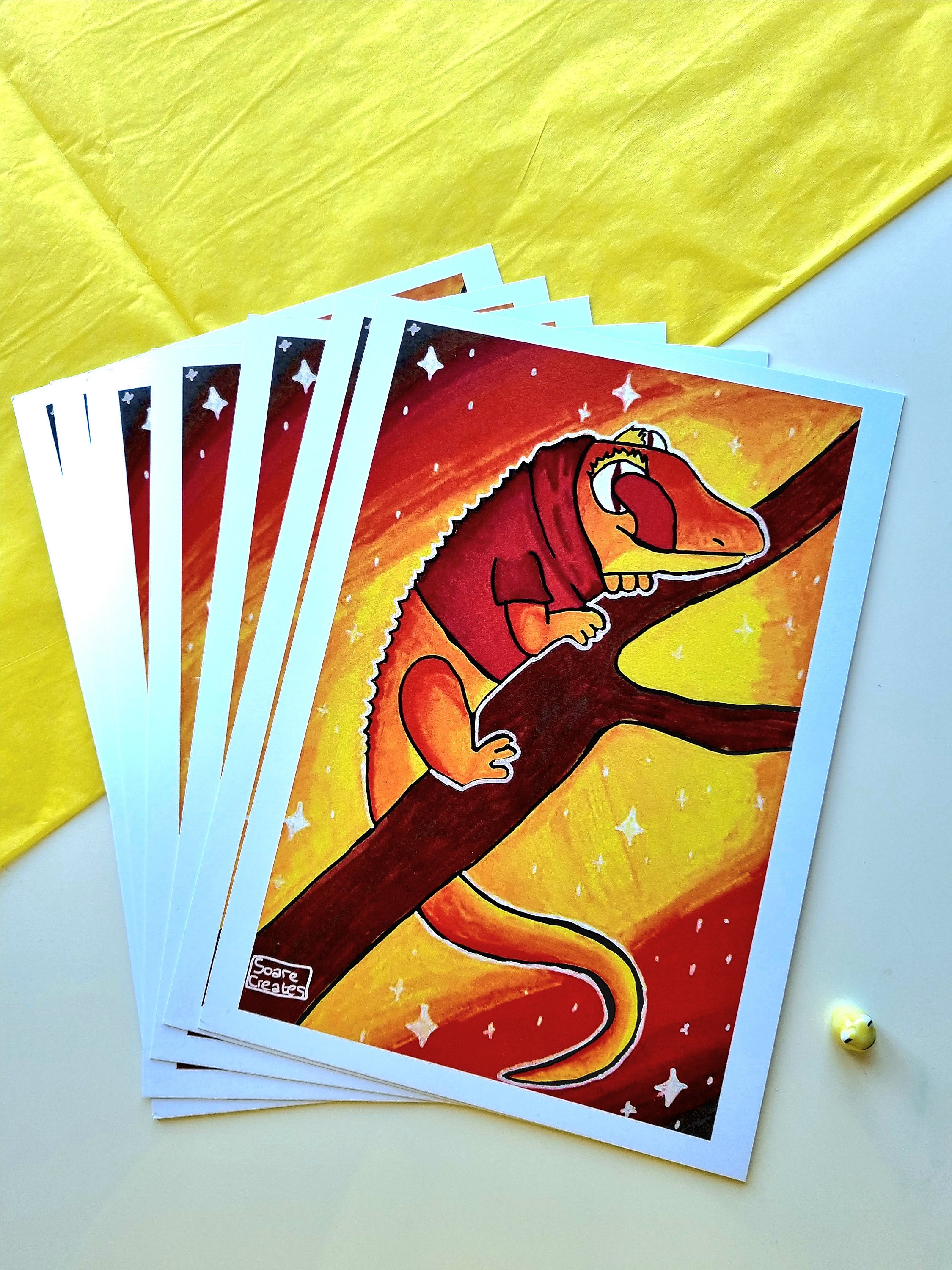 Crested Gecko Art Print Reptile Art Reptile Lovers Gecko Art Marker Art ...