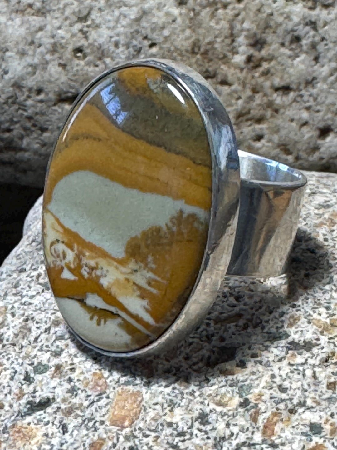 Sterling Silver and Bezel Set Owyhee Picture Jasper Ring. Size 6 3/4 - Etsy