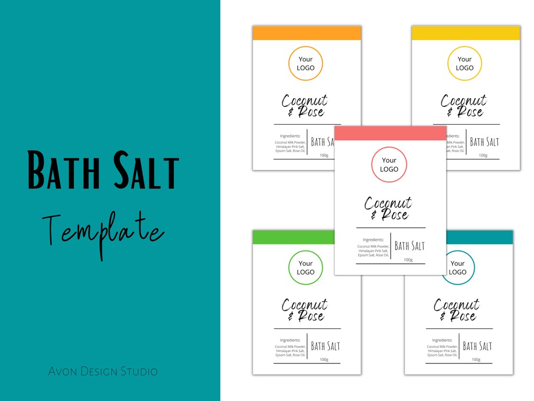 Editable Bath Salt Label Template Printable Bath Salt Pouch Label DIY ...