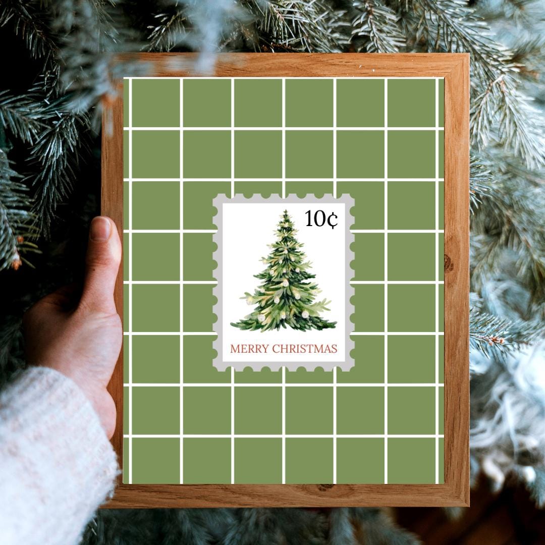 Printable Christmas Tree Stamp Art Watercolor Holiday Digital Decor ...