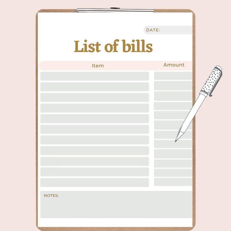 Bill Payment Checklist , Bill Payment, Bill Payment Tracker, Bill ...