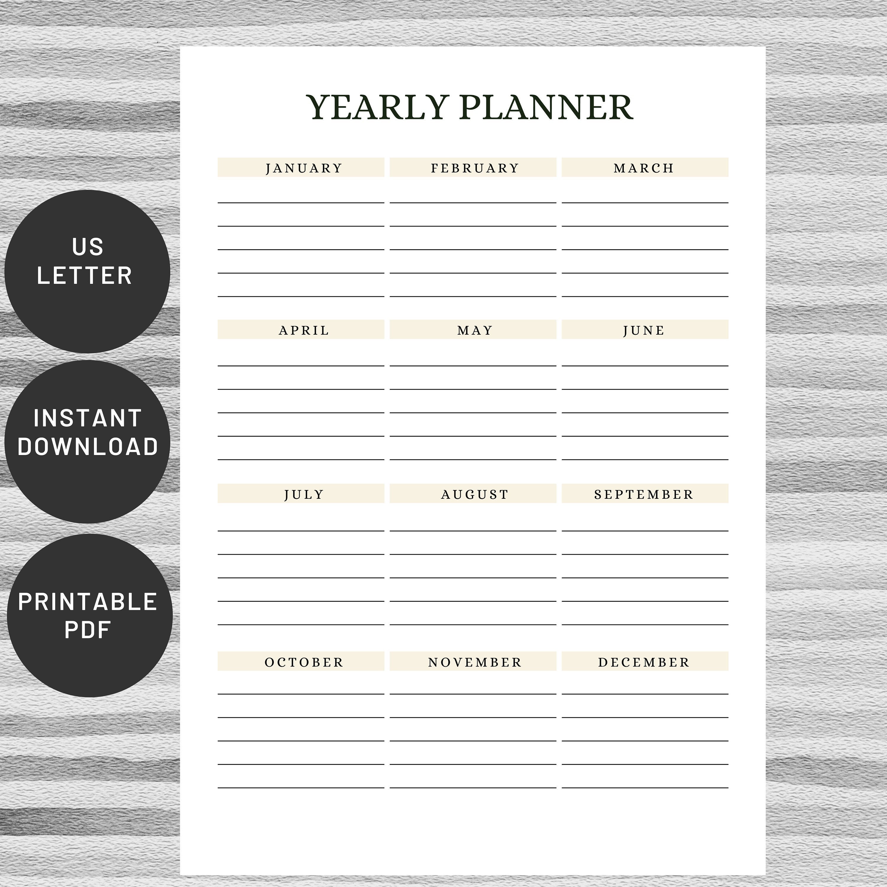 Printable Planner ,yearly Planner Printable, Yearly Agenda, Yearly ...