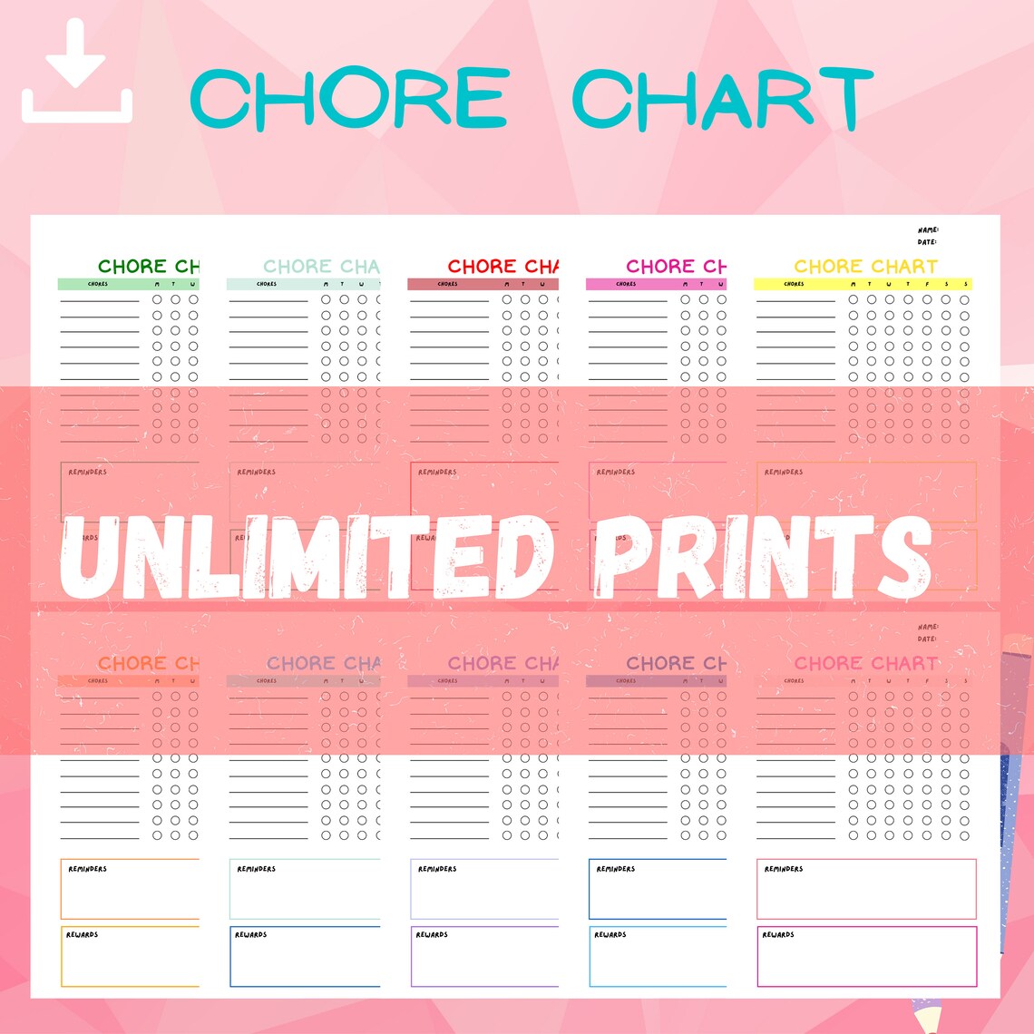Printable Chore Chart,printable Kids Chore Chart, Chore Chart Daily ...