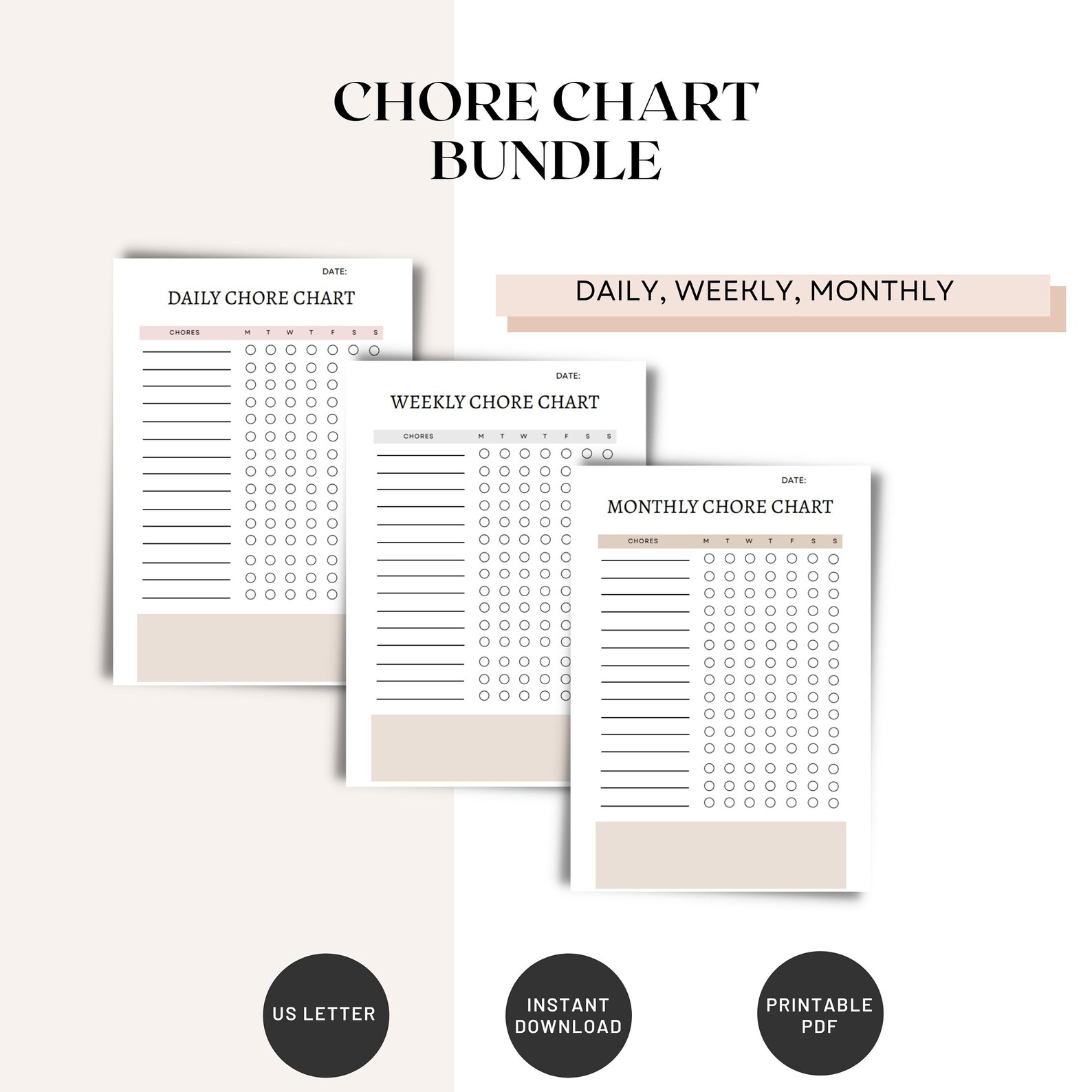 Chore Chart Printable Chore Chart Daily Chore Chart Weekly | Etsy