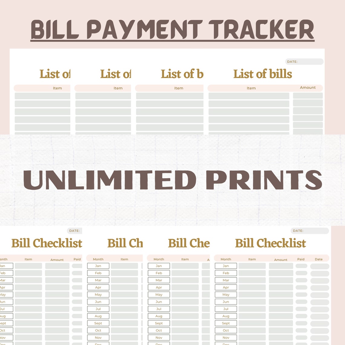 Bill Payment Checklist , Bill Payment, Bill Payment Tracker, Bill ...