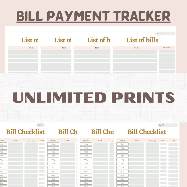 Bill Payment Checklist , Bill Payment, Bill Payment Tracker, Bill ...