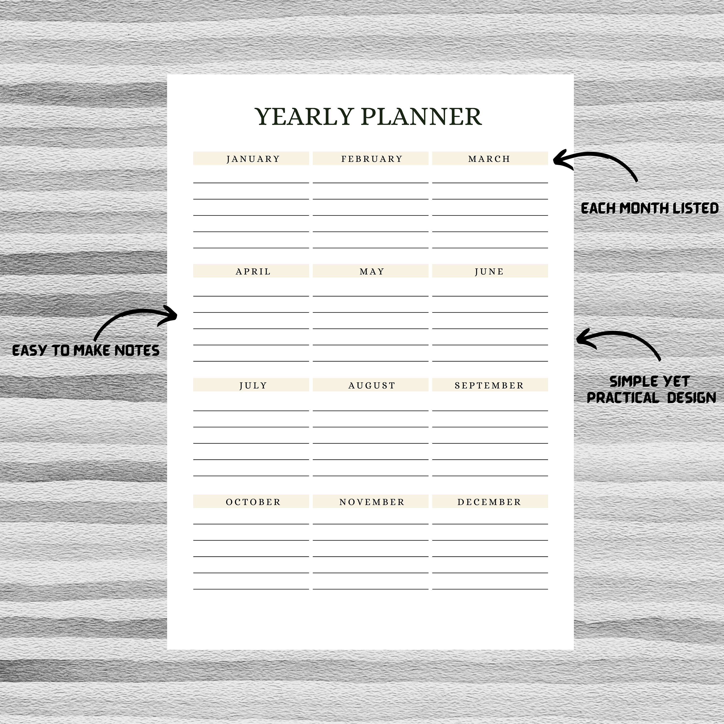 Printable Planner ,yearly Planner Printable, Yearly Agenda, Yearly ...