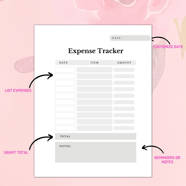 Expense Tracker Spreadsheet Printable Expense Tracker | Etsy