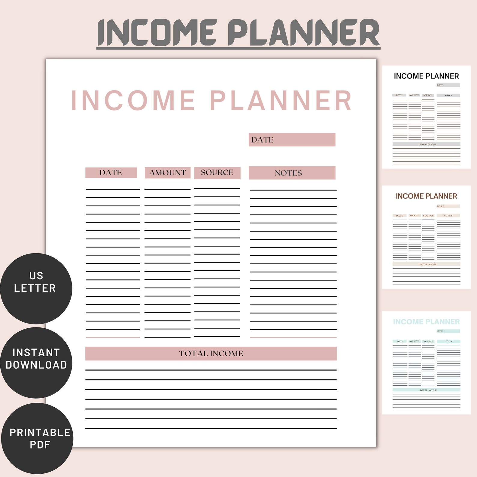 Income Tracker Income Planner Printable Income Planner - Etsy