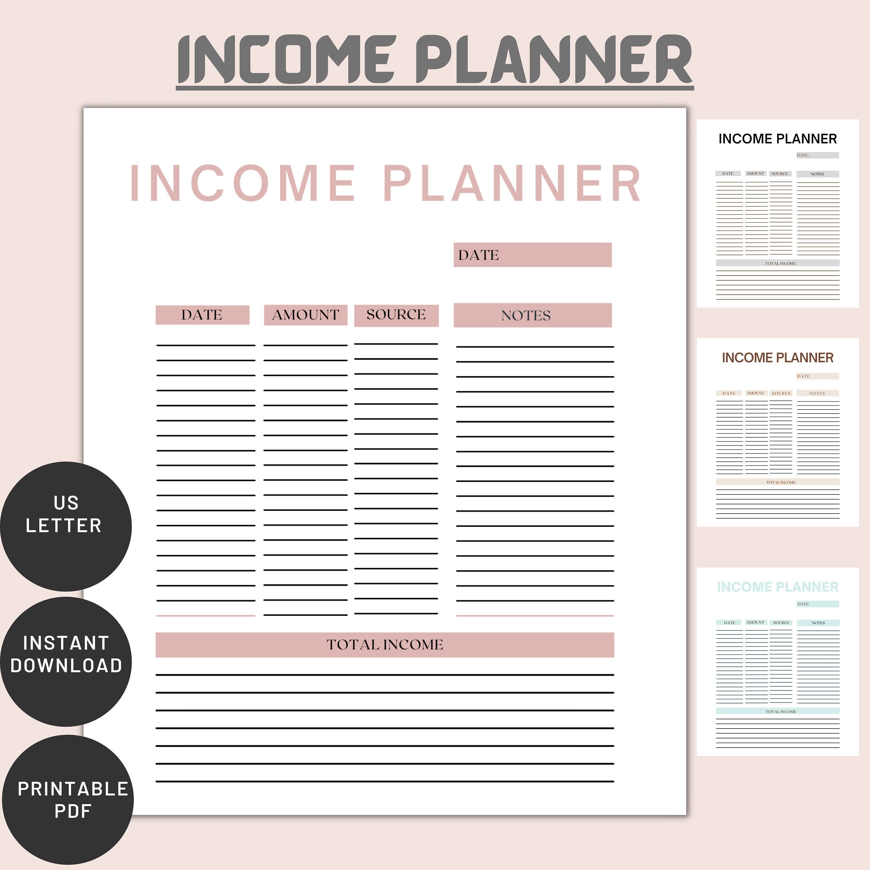 Income Tracker, Income Planner, Printable Income Planner, Monthly ...
