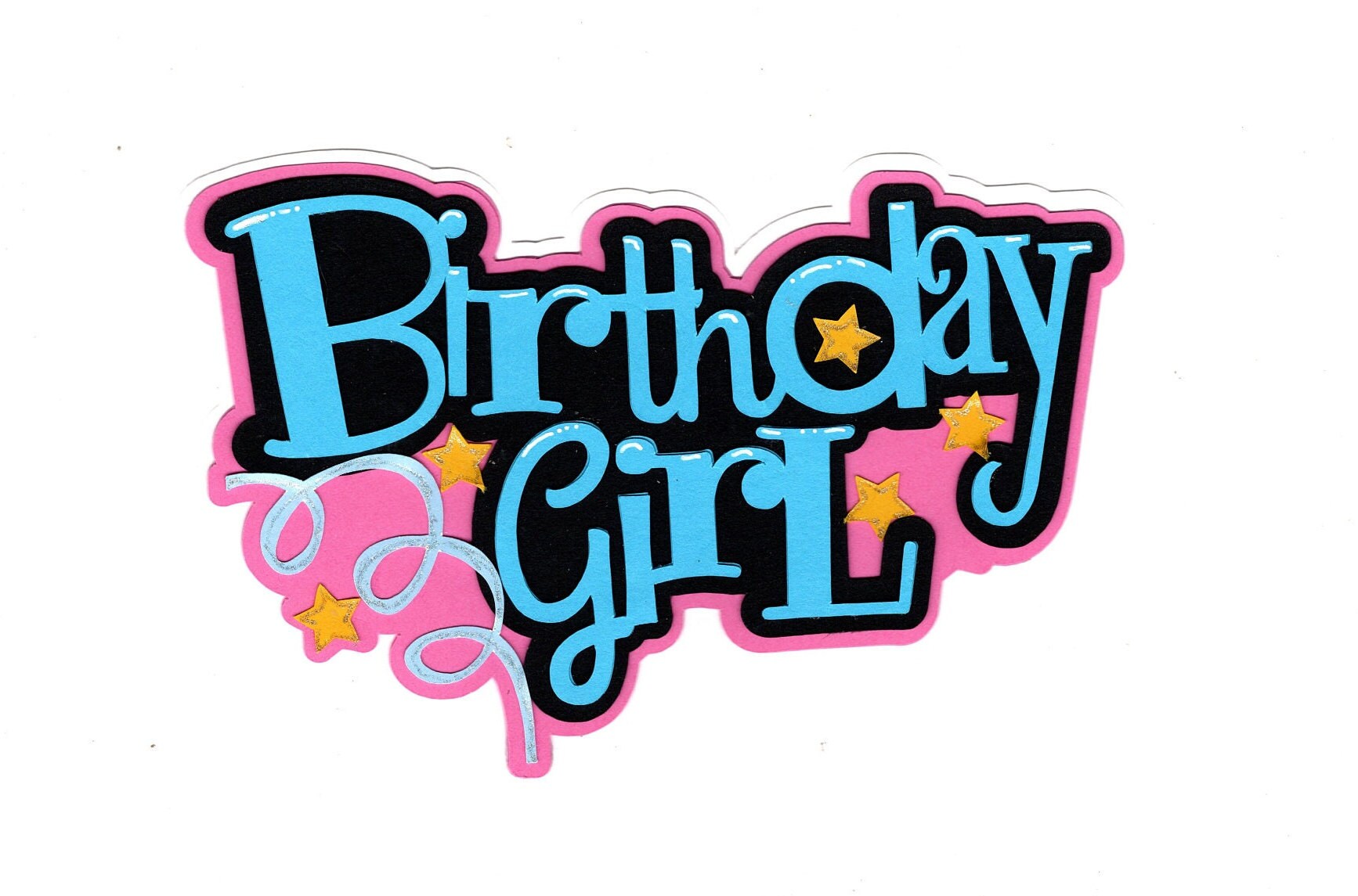 Birthday Girl Title for Card or Scrapbook Layout Die Cut Embellishment ...