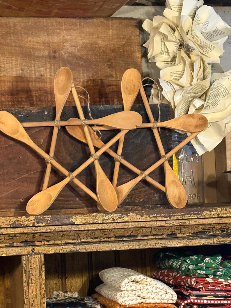 Rustic Wooden Spoon Star | Primitive Farmhouse Decor | Vintage Inspired ...