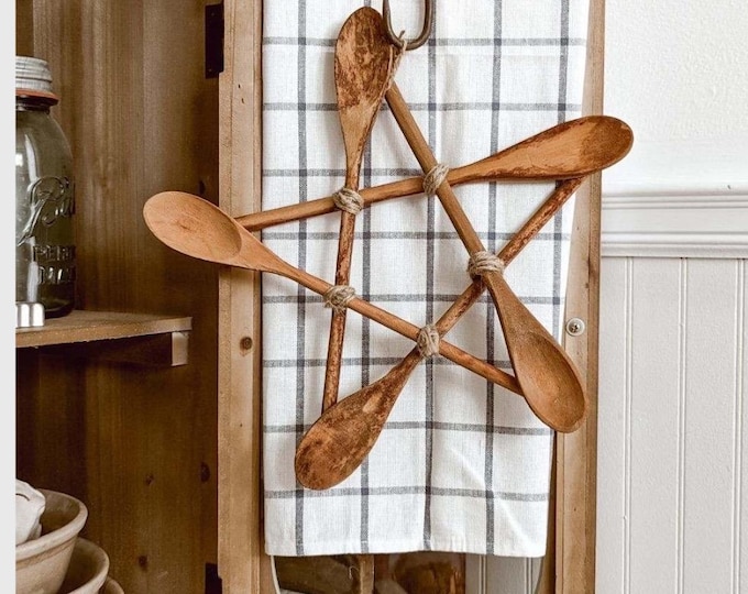 Rustic Wooden Spoon Star | Primitive Farmhouse Decor | Vintage Inspired ...