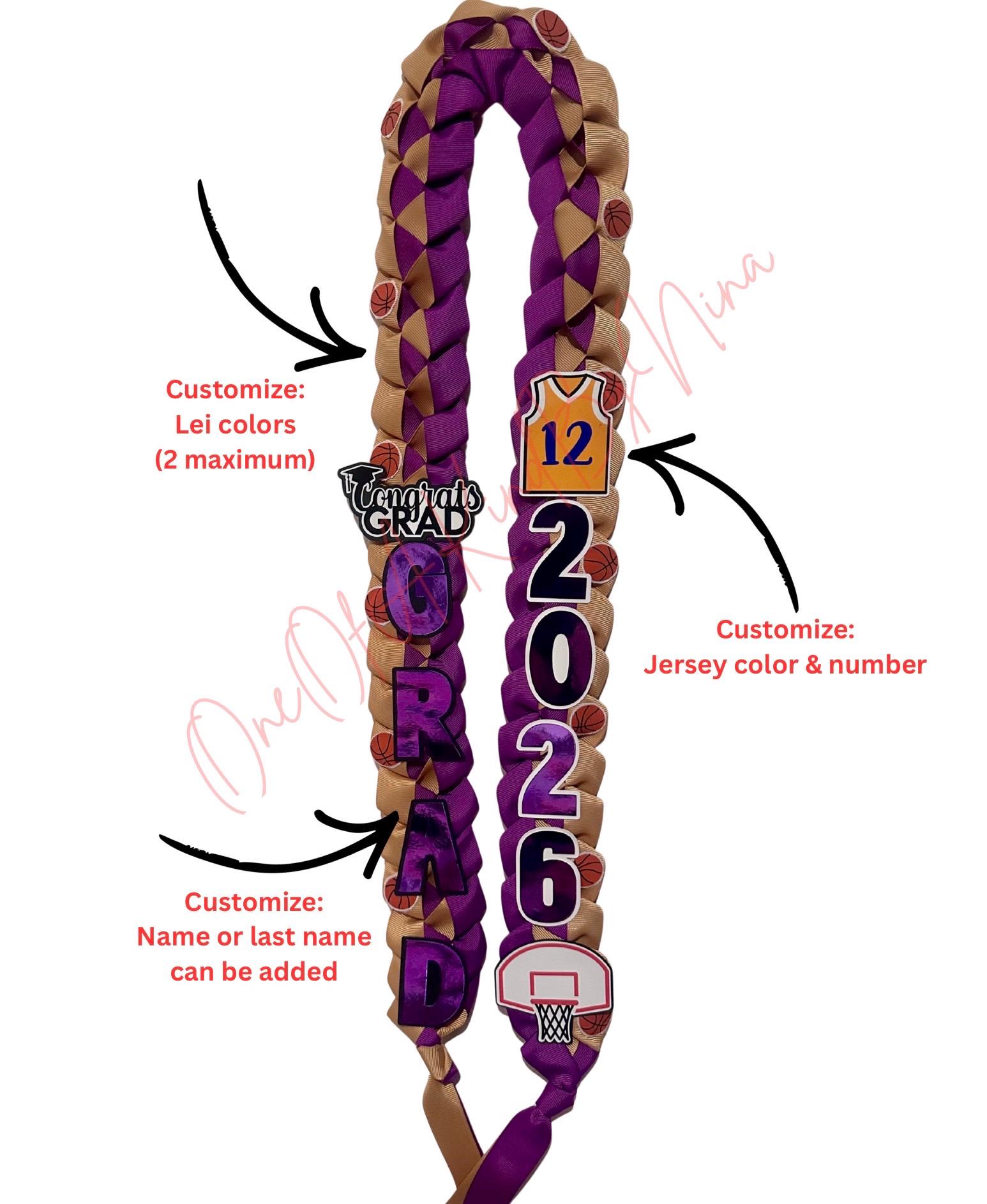 Custom Graduation Ribbon Lei 2026 – Personalized Basketball Lei, Custom ...