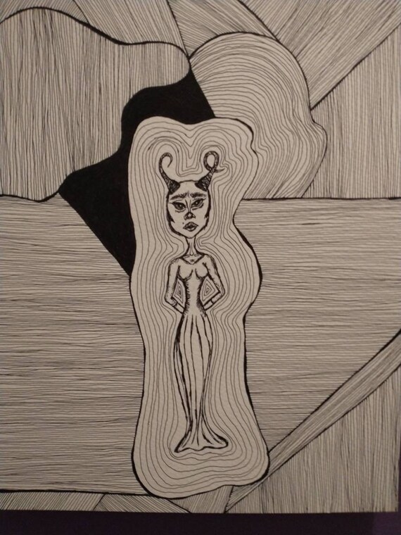 Art & Collectibles Loner by me sed h medium drawing in black ink on ...