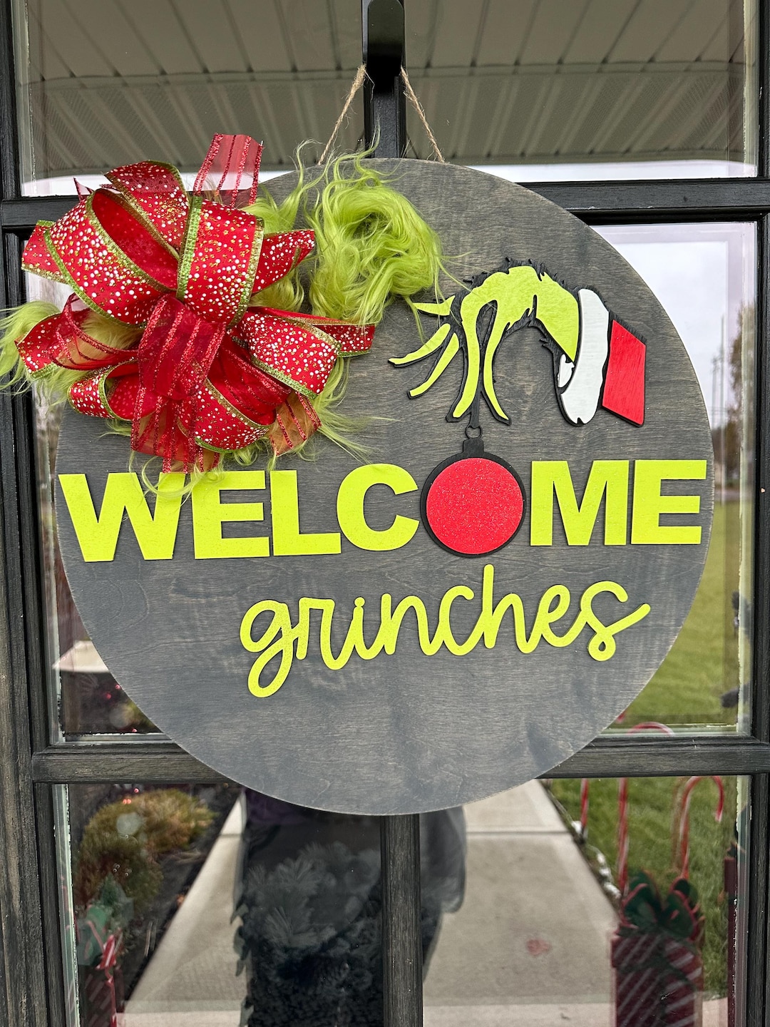 Christmas Wood Door Hanger - Green Guy - Grinches - Grinch - Welcome ...