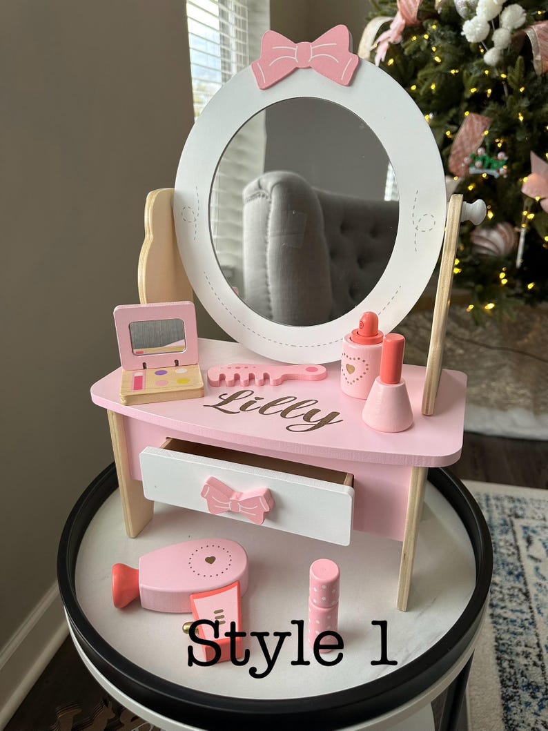 Wooden Toy Vanity With Play Make-up, Personalized, Custom Made Vanity ...