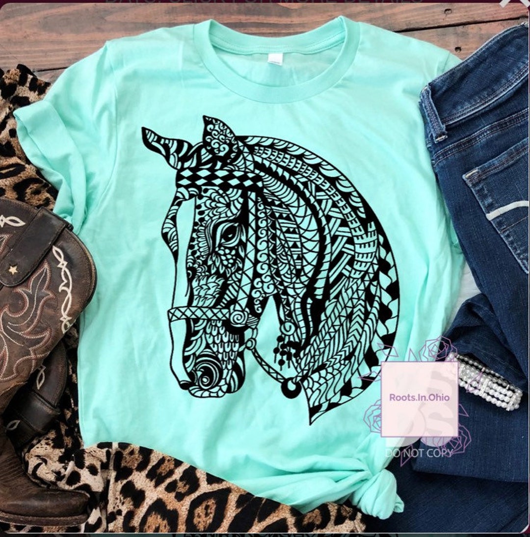 Horse T Shirt, Horse Head T Shirt, Rodeo Shirt, Horse Back Riding T ...