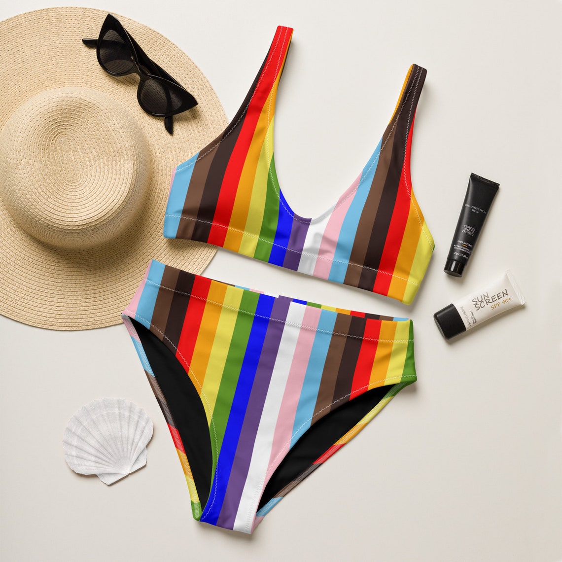 Gay Pride Flag Bikini Set Progress Pride Flag Lesbian | Etsy