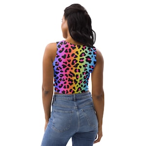 Rainbow Leopard Print Crop Top| 90s Bachelorette | Y2K Crop Top | Pride ...