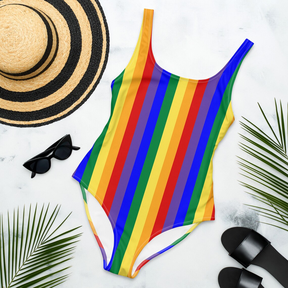 Rainbow Pride Flag One Piece Swimsuit Gay Pride Outfit Etsy