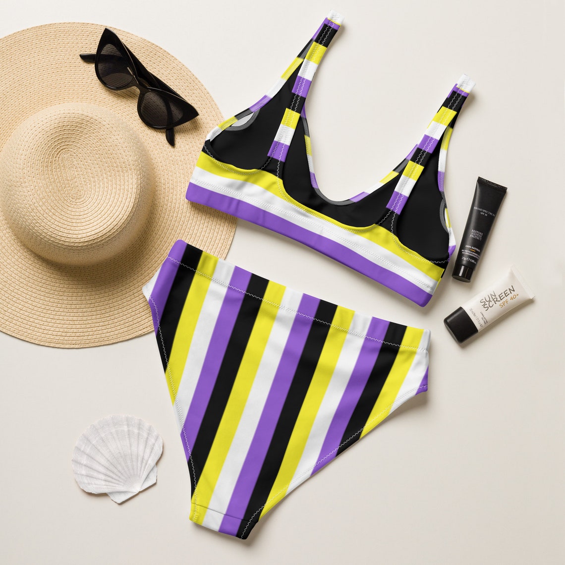 Nonbinary Pride Bikini Set Non-binary Swim Suit ENBY Pride - Etsy