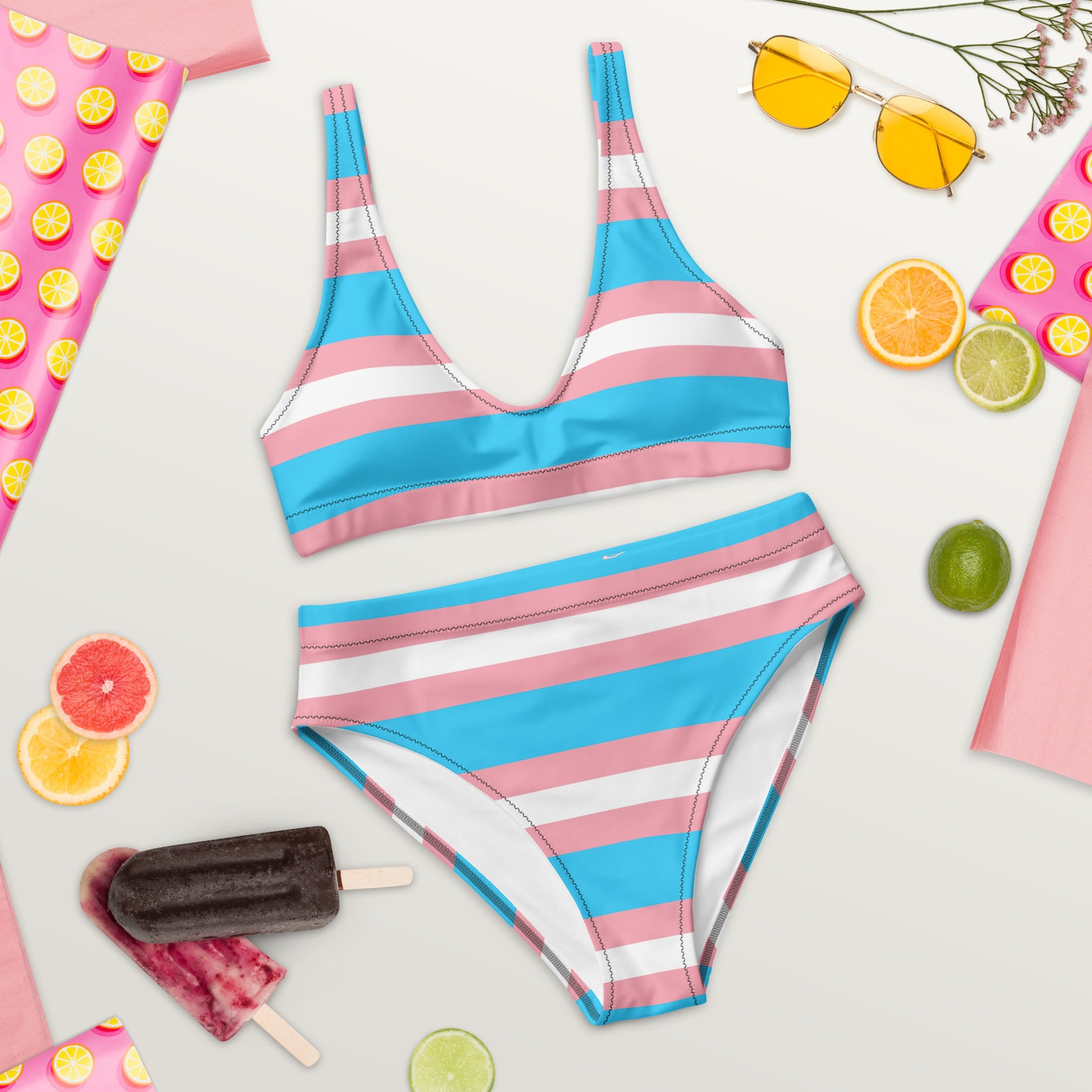 Transgender Pride Flag Bikini Trans Pride High Waisted - Etsy