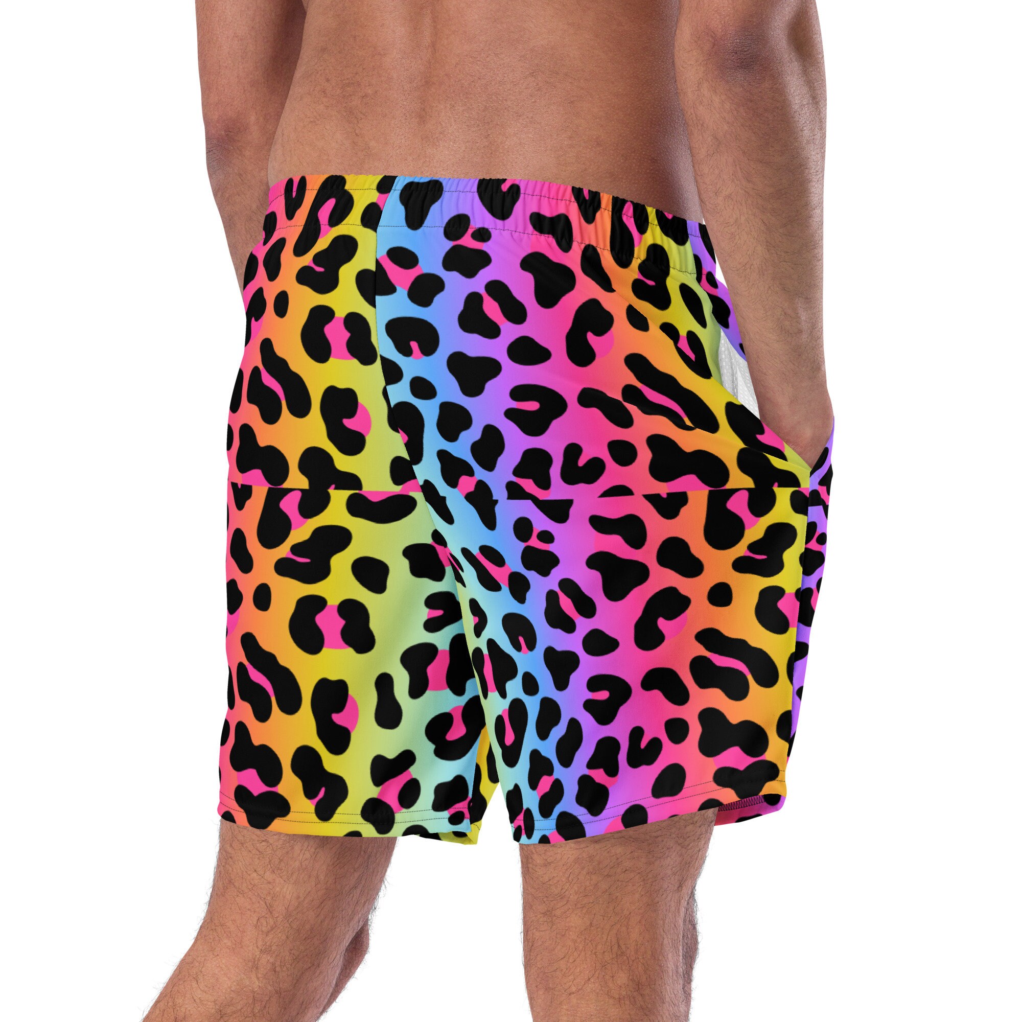 Rainbow Leopard Print Gay Pride Swim Trunks Pride Swim | Etsy