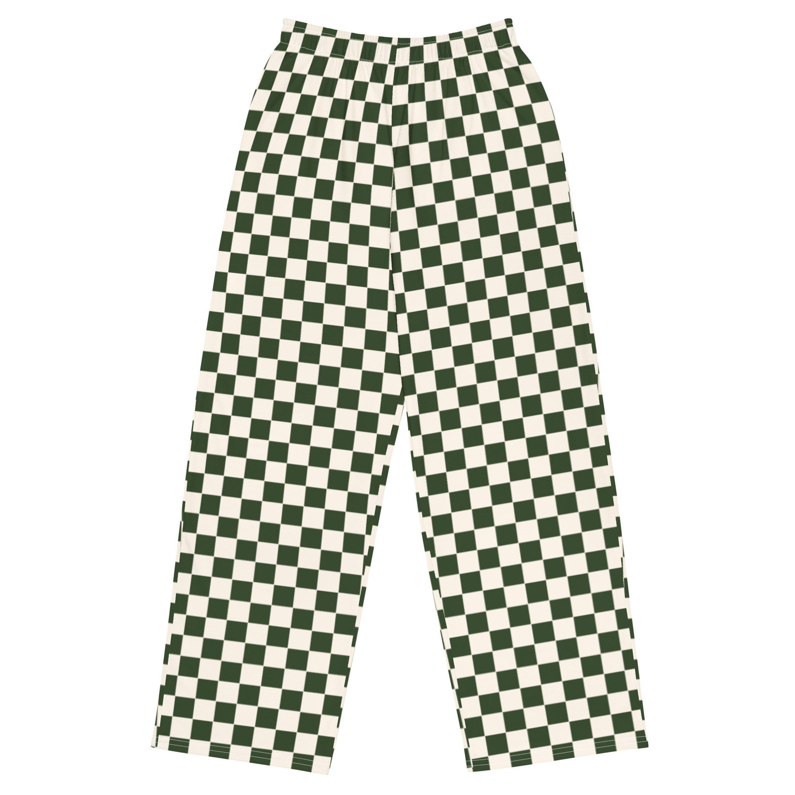 Emerald Green Checkered Wideleg Pants Unisex Wideleg Hippie - Etsy