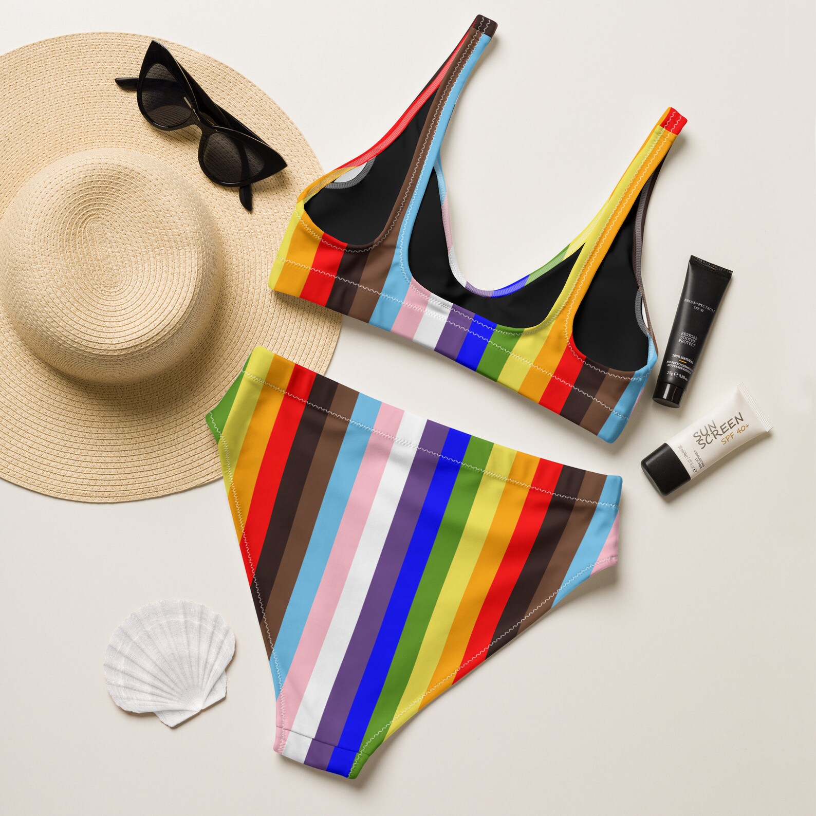 Gay Pride Flag Bikini Set Progress Pride Flag Lesbian - Etsy