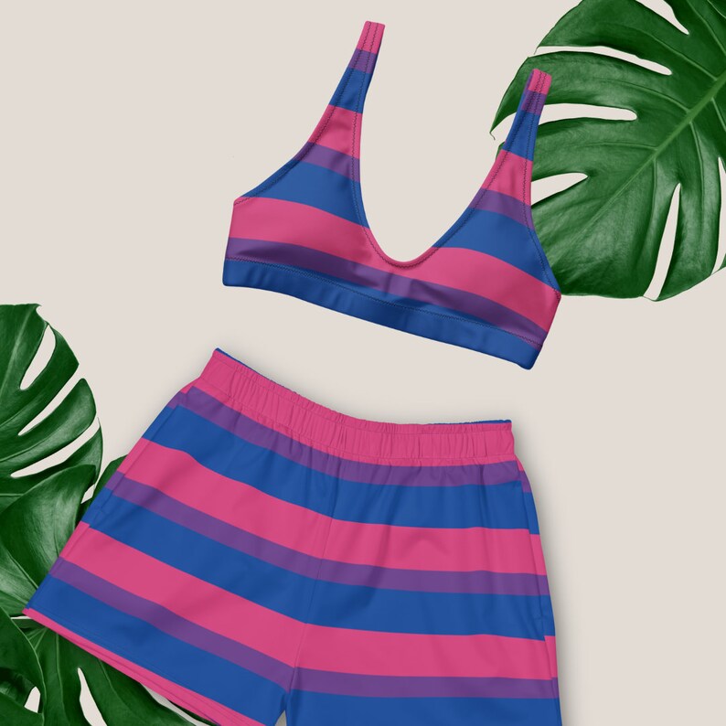 Bisexual Pride Flag Swim Suit Bi Pride Recycled High Waisted - Etsy