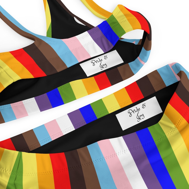 Gay Pride Flag Bikini Set Progress Pride Flag Lesbian - Etsy