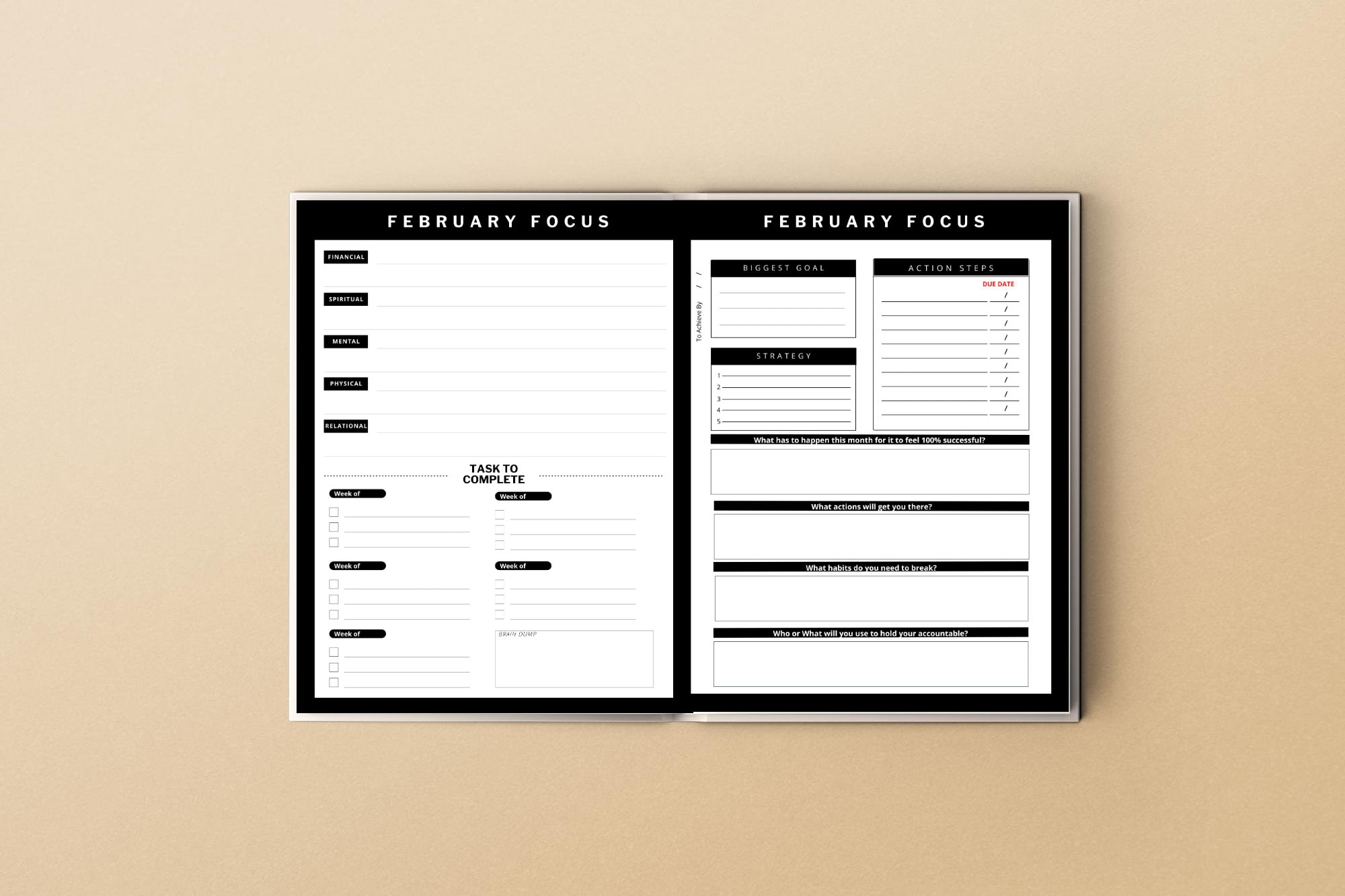 Journal With Goal & Performance Tracker, Quarterly Monthly Focus Kick ...