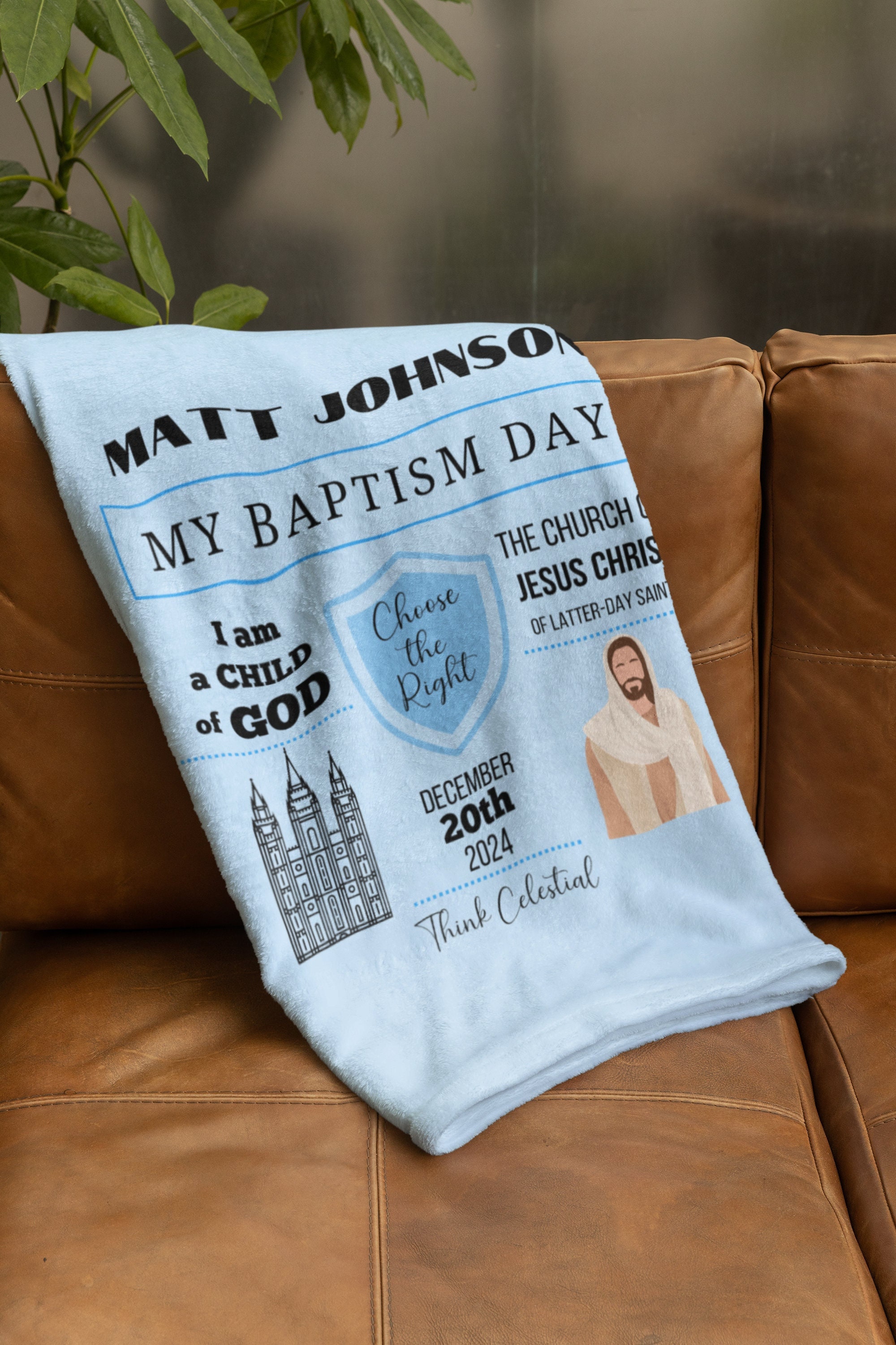 Custom LDS Baptism Blanket Velveteen Plush Blanket CTR Gift for Boy ...