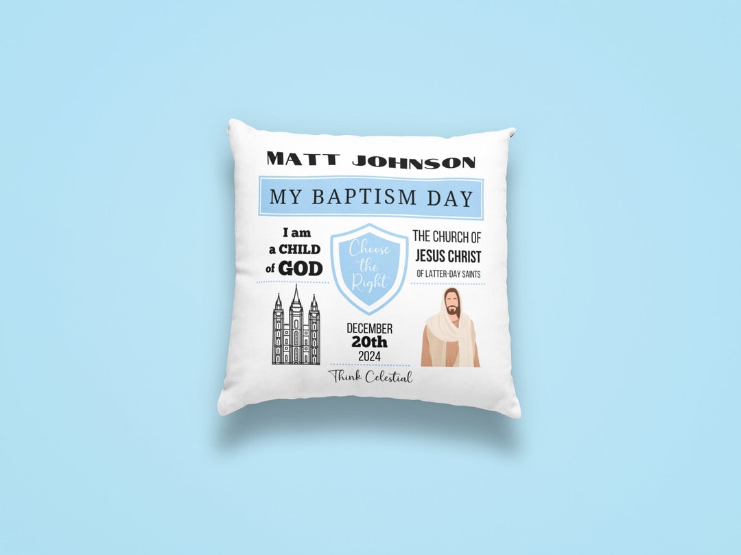 Custom "my Baptism" Pillow for Boys Choose the Right (CTR) Gift for ...