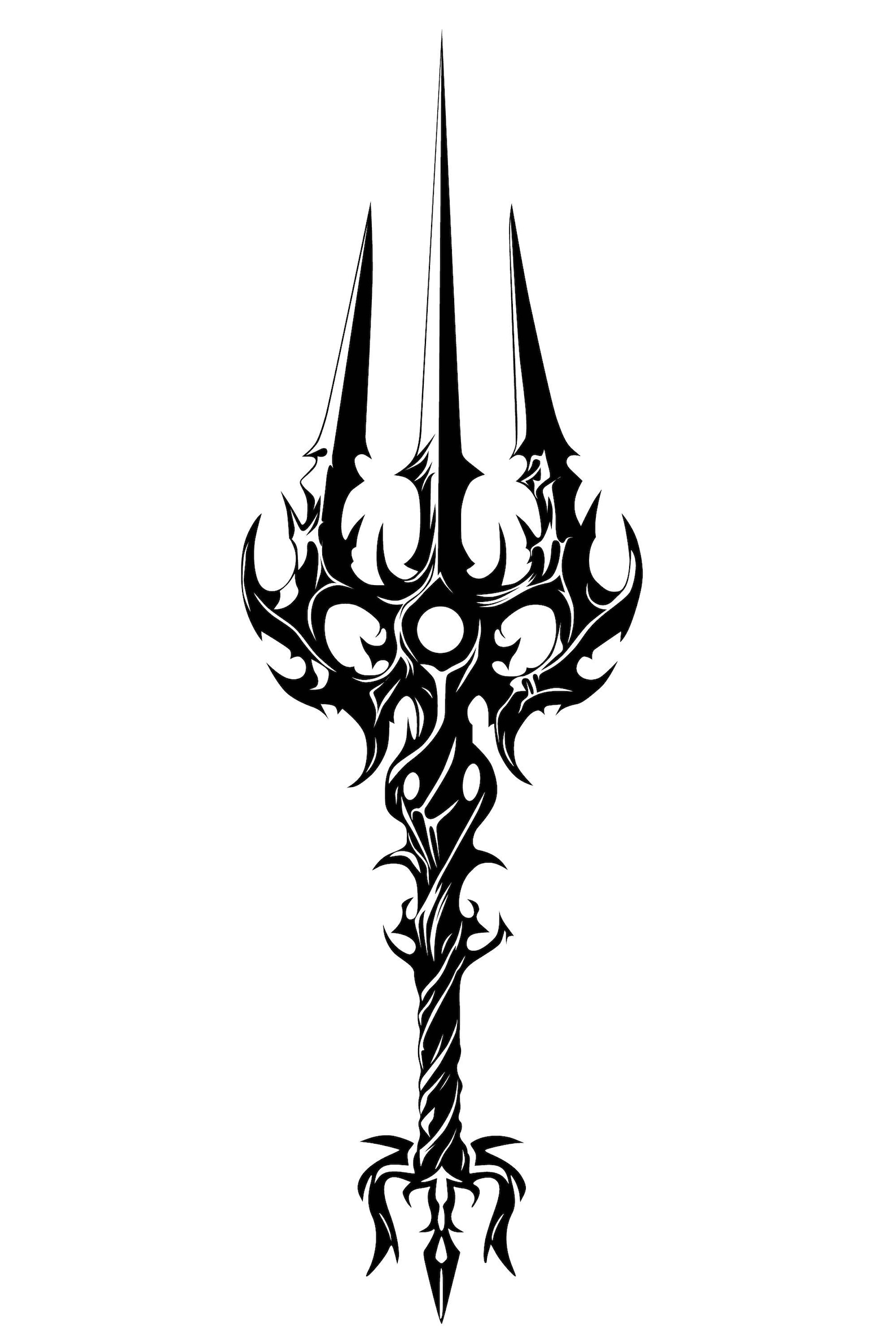 Ornate Trident Silhouette, Vector Clipart,trident (svg, Png, Jpeg, Eps ...