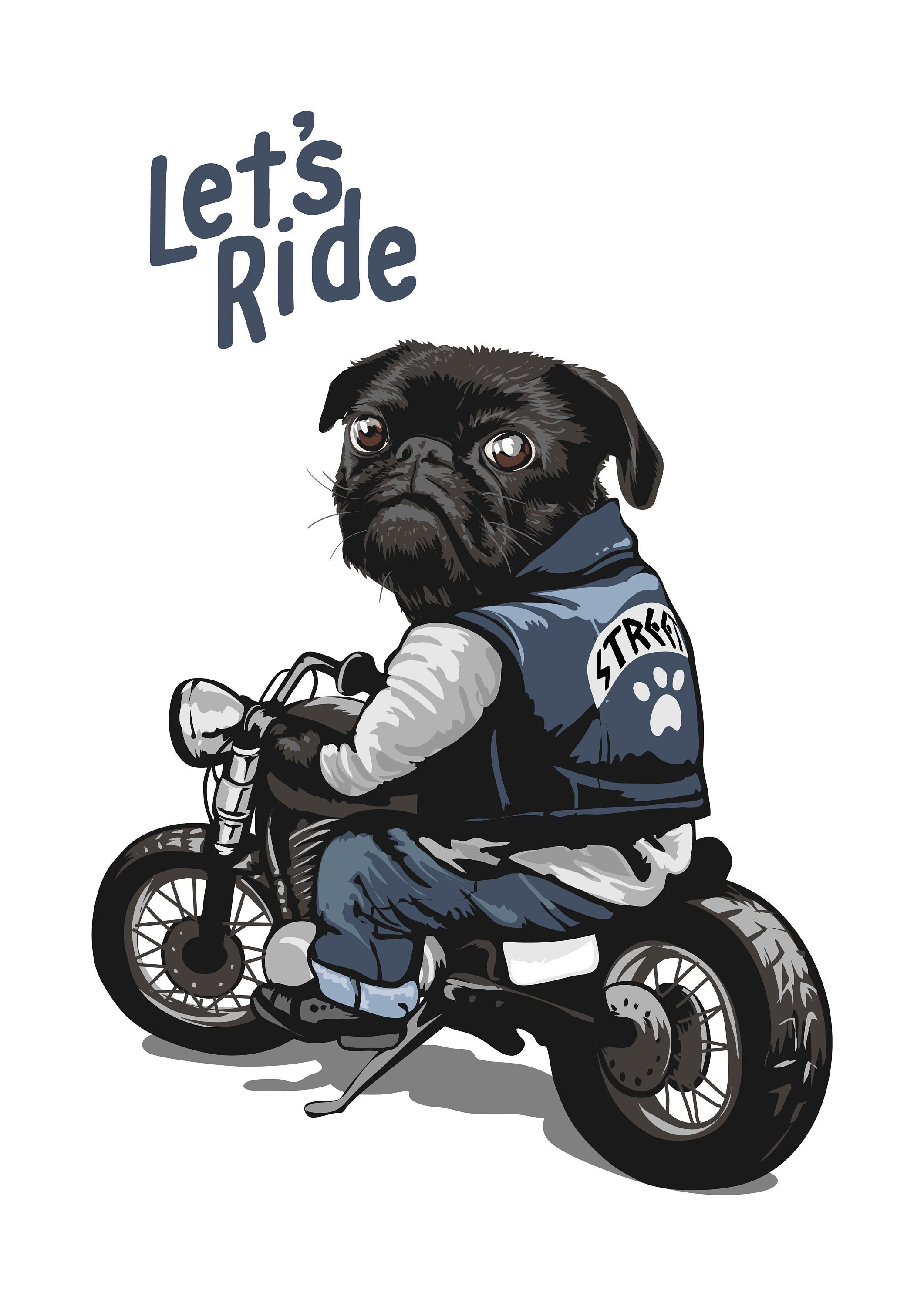 Pug on a Motorcycle Png - Etsy