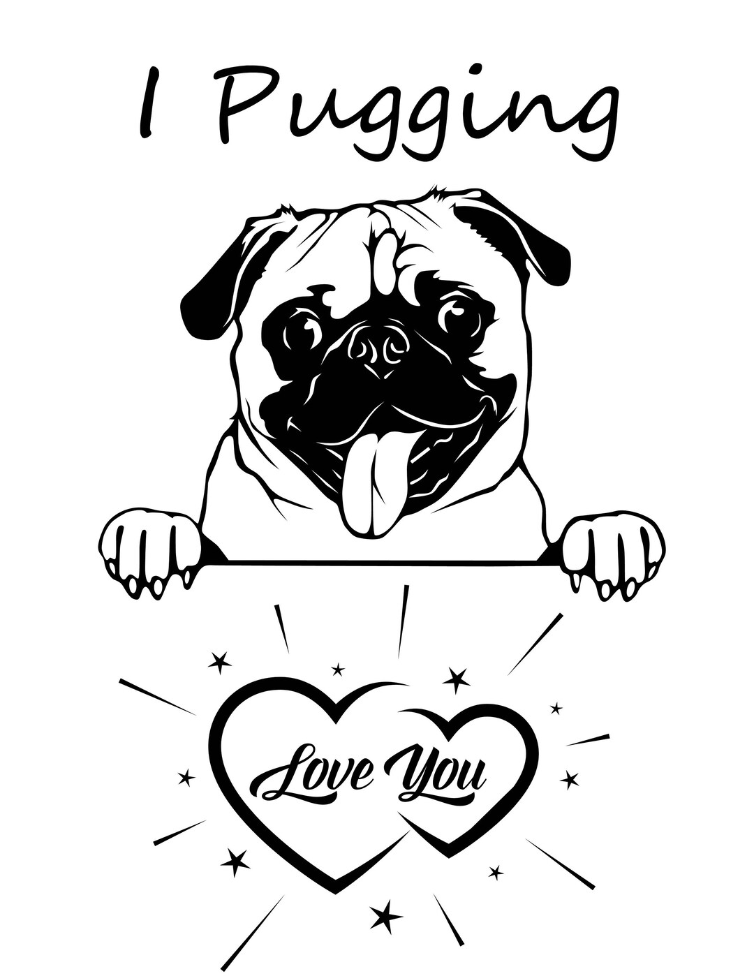 I Pugging Love You Svg, Peeking Pug Svg, Cute Pug, Pug Dog Breed Svg ...